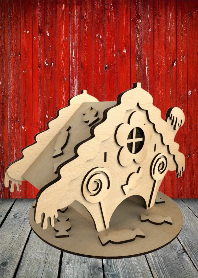 Деревянная заготовка для творчества Чайный Домик "Избушка Зима". Подставка для хранения чайных пакетиков. Набор заготовок из фанеры.