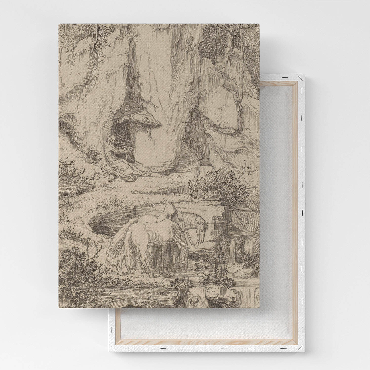 Картина на холсте, репродукция / Мориц фон Швинд - A Monk Leading Horses to Water / Размер 30 x 40 см