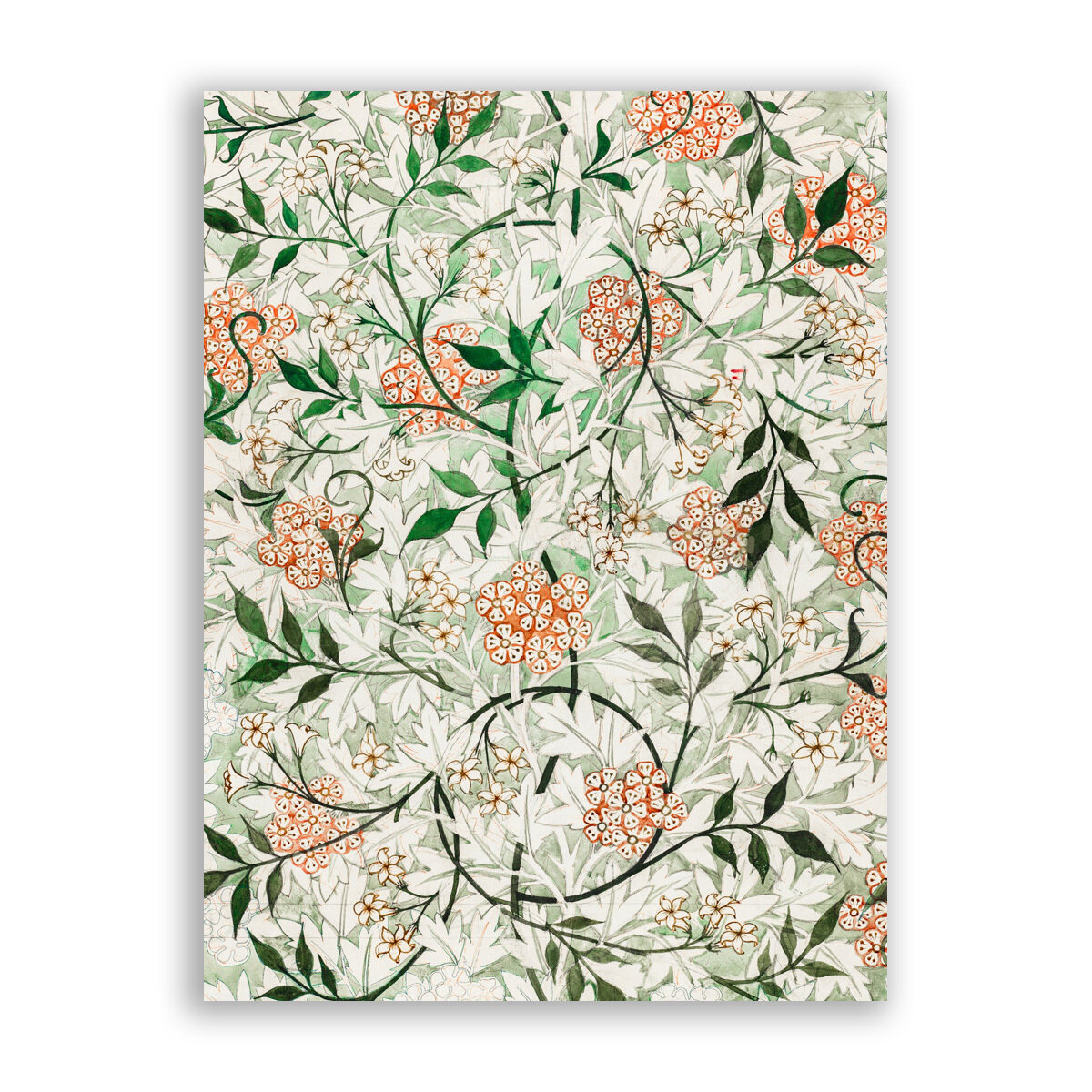 Постер цветы на бумаге / Flowers Pattern / Паттерн Цветов / Размер 60 x 80 см
