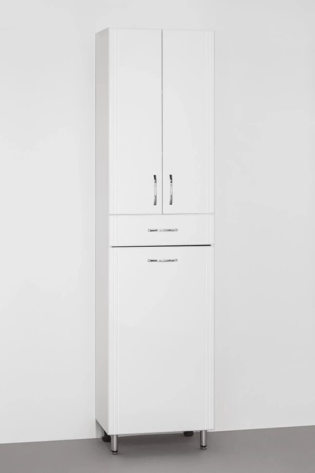 Пенал Style Line Эко Стандарт ЛС-00000249 напольный, с бельевой корзиной, белый глянец