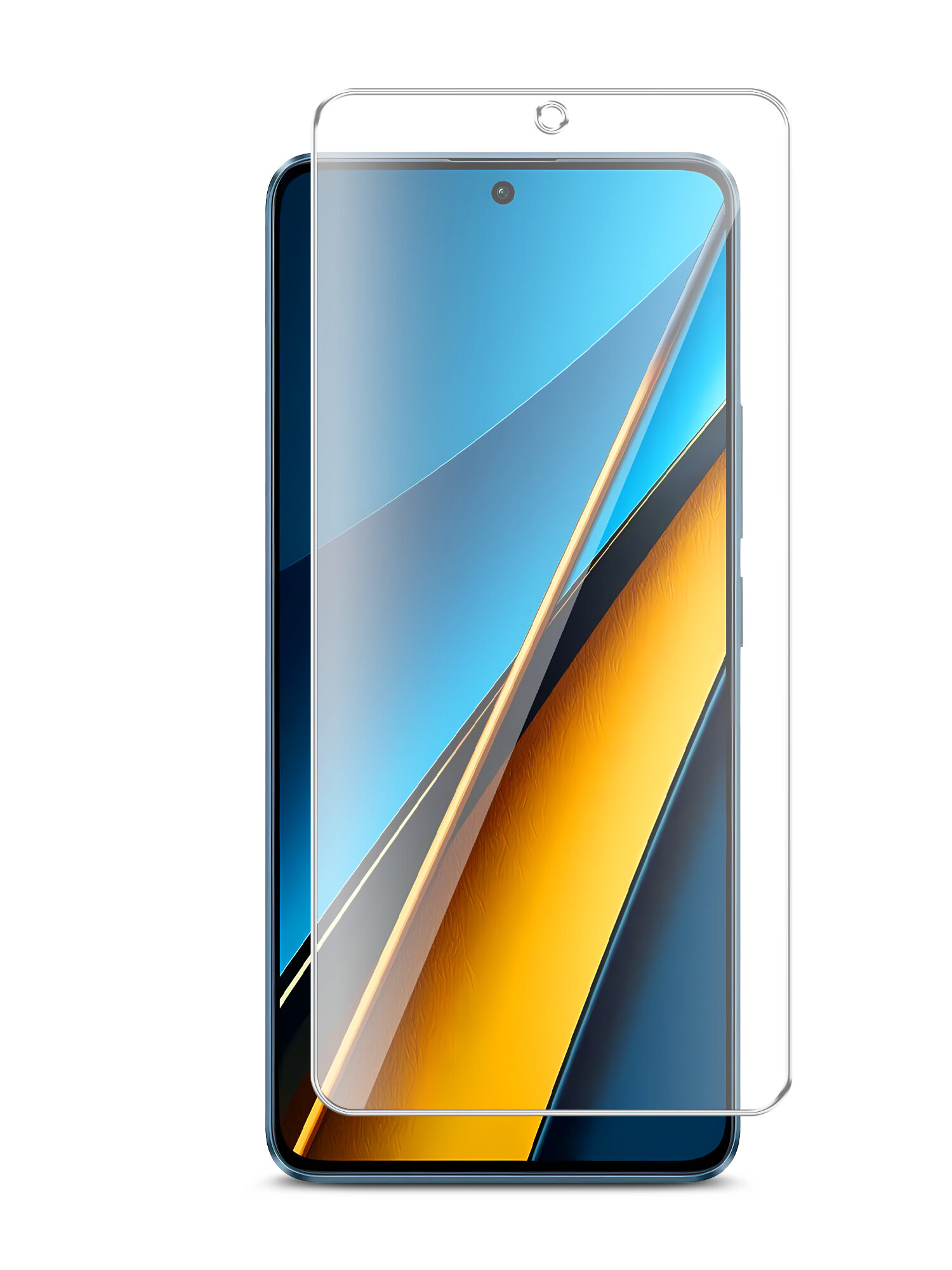 Защитное стекло для Xiaomi POCO X6 (Ксиоми поко Х6) на Экран, (гибридное: пленка+стекловолокно), прозрачное силиконовая клеевая основа тонкое Hybrid Glass, Miuko