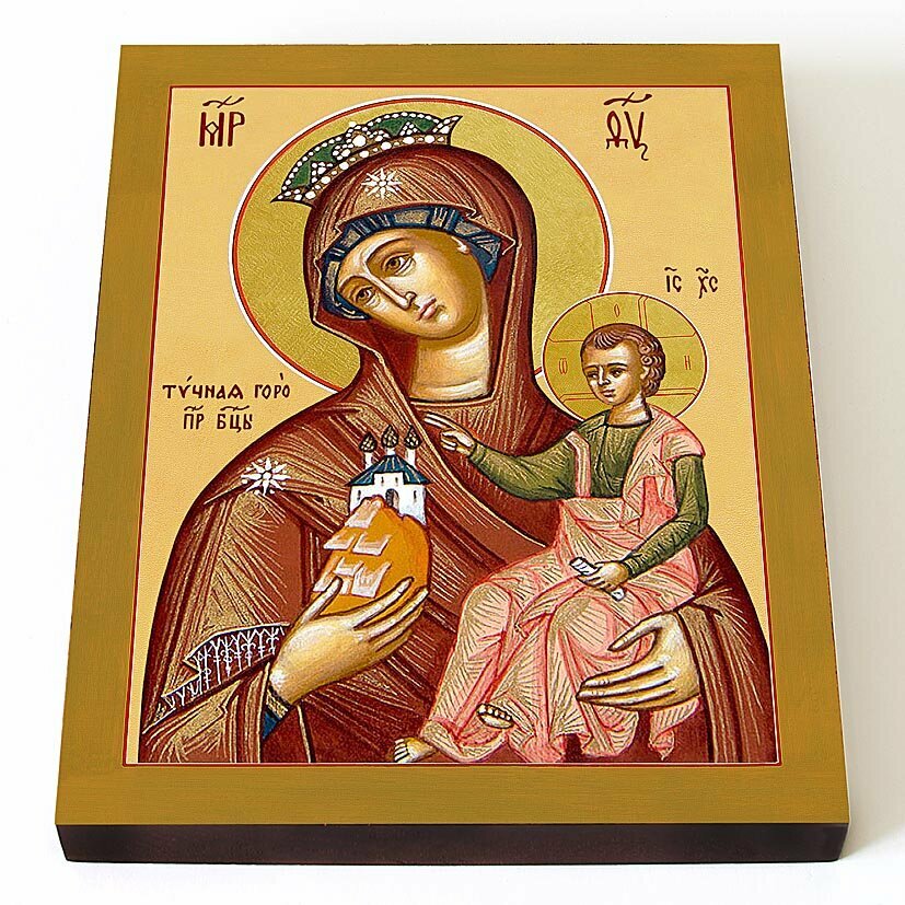 Икона Божией Матери "Тучная Гора", печать на доске 13*16,5 см