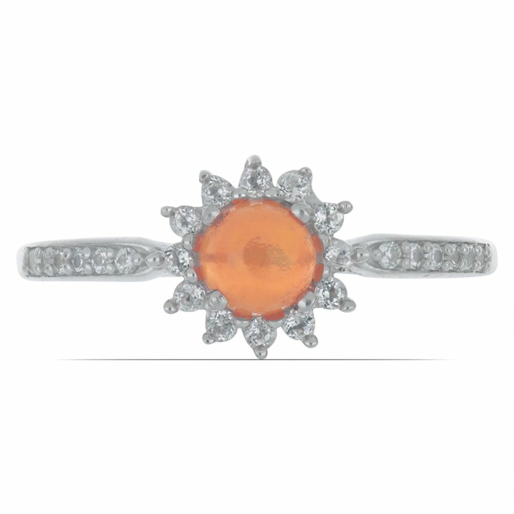 Кольцо тонкое Ювелирия, серебро, 925 проба, родирование, опал, топаз