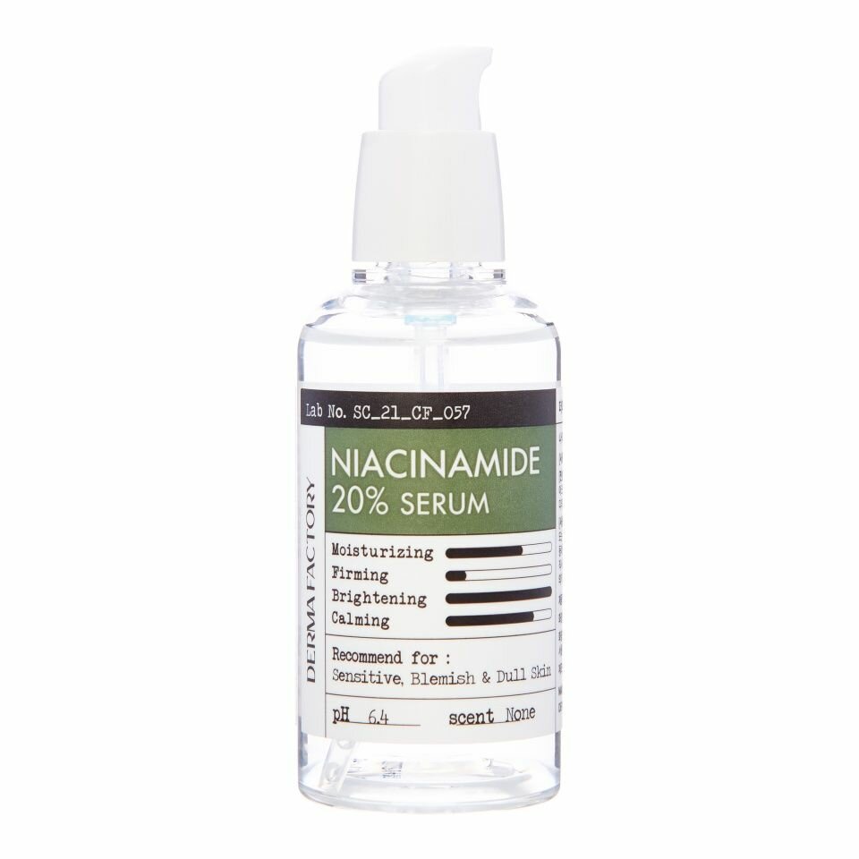 Derma Factory Сыворотка для лица Niacinamide 20% Serum, Успокаивающая, с ниацинамидом, 80 мл