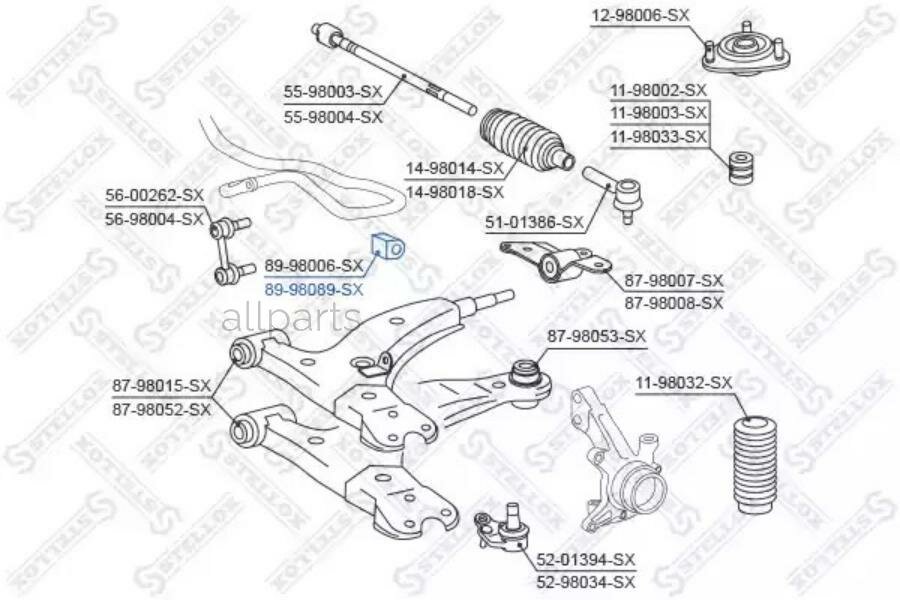 STELLOX 8998089SX втулка стабилизатора переднего центральная!\ Toyota Corolla AE102 1.8GT 92-01