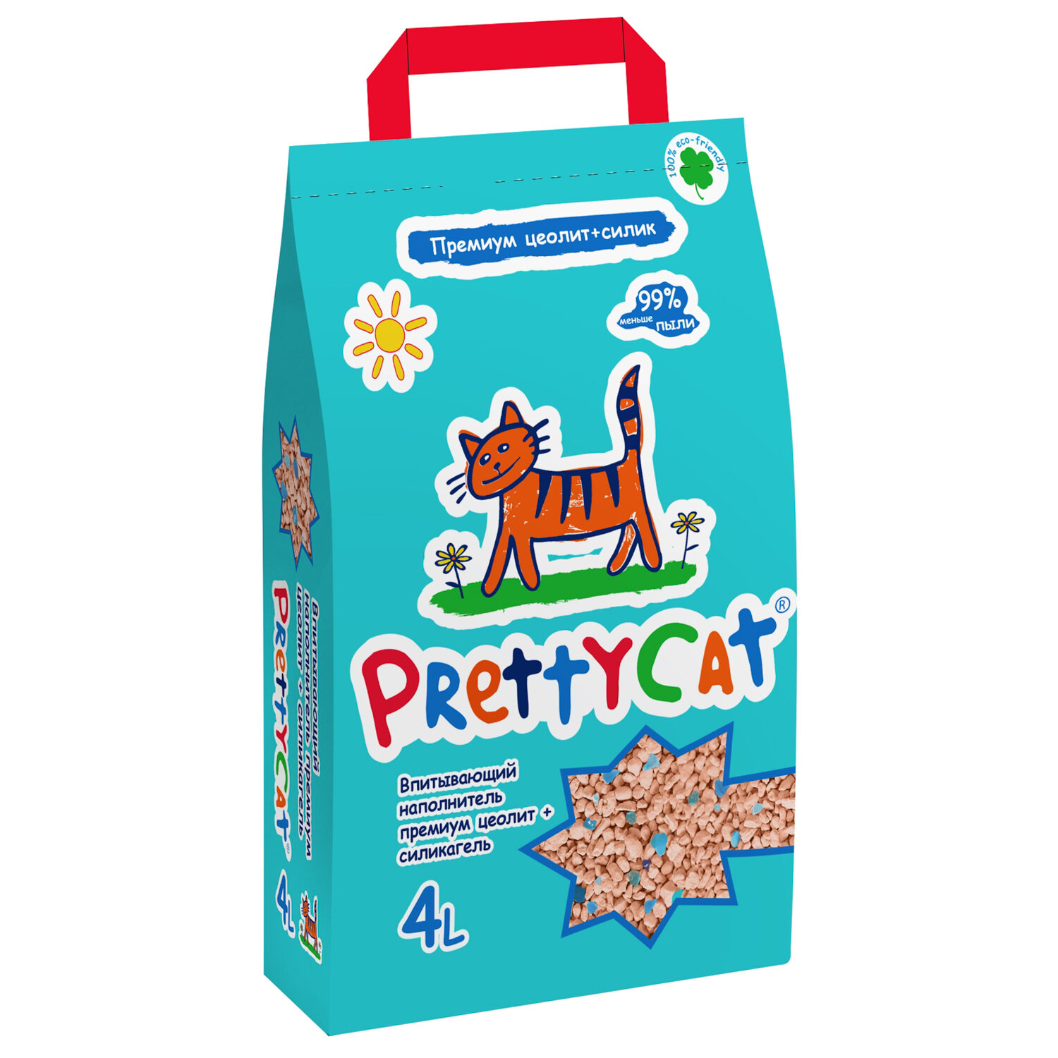 Наполнитель PrettyCat впитывающий глиняный "Premium" с део-кристаллами 2кг (4л)