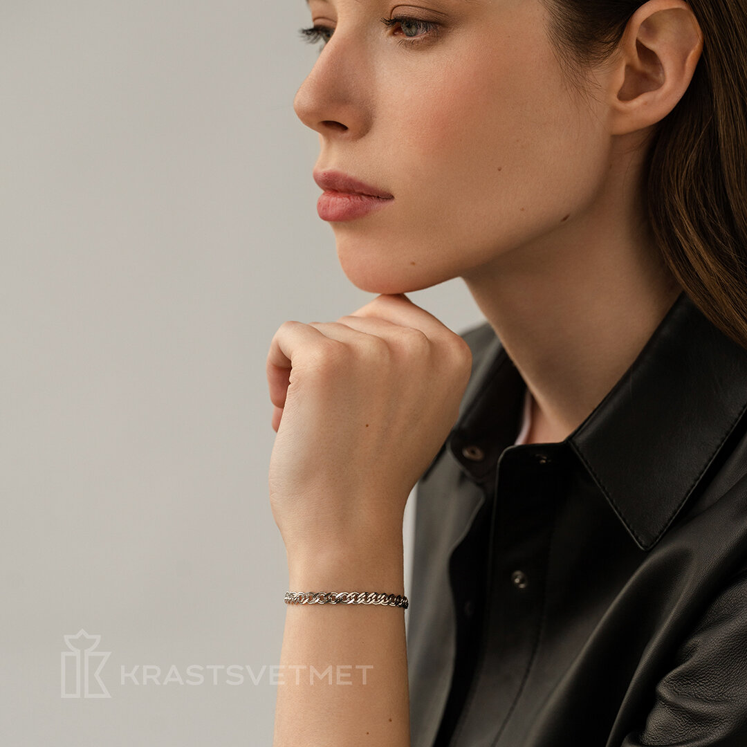 Браслет-цепочка, серебро, 925 проба, родирование
