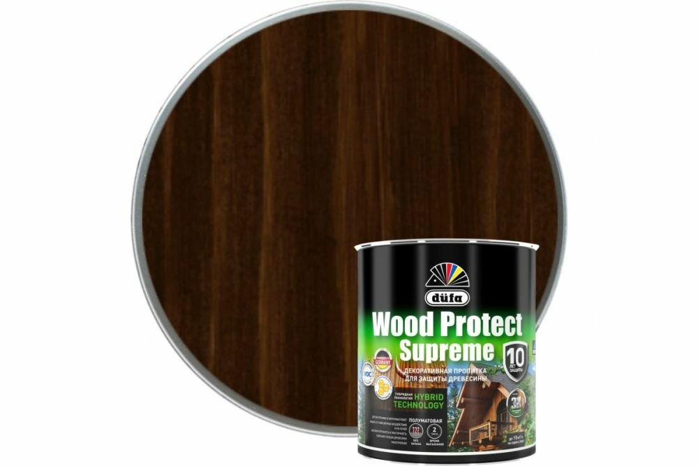 Пропитка по Дереву Dufa Wood Protect Supreme 0.75л Палисандр, Гибридная для Внутренних и Наружных Работ / Дюфа Вуд Калор Суприм.