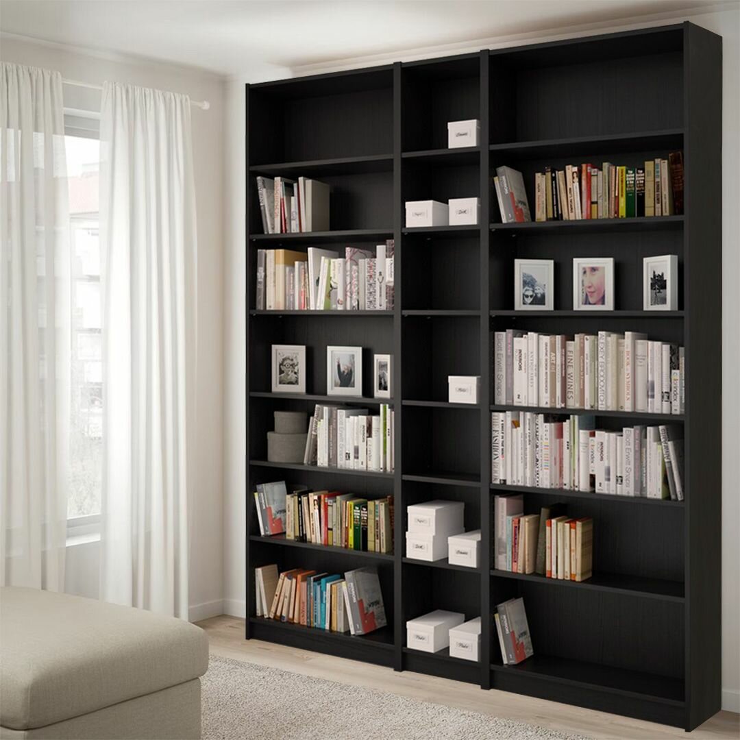 Стеллаж, 200х28х237см, Барни 06 С полками, Для книг, Деревянный, ЛДСП венге цаво, FRESH мебель