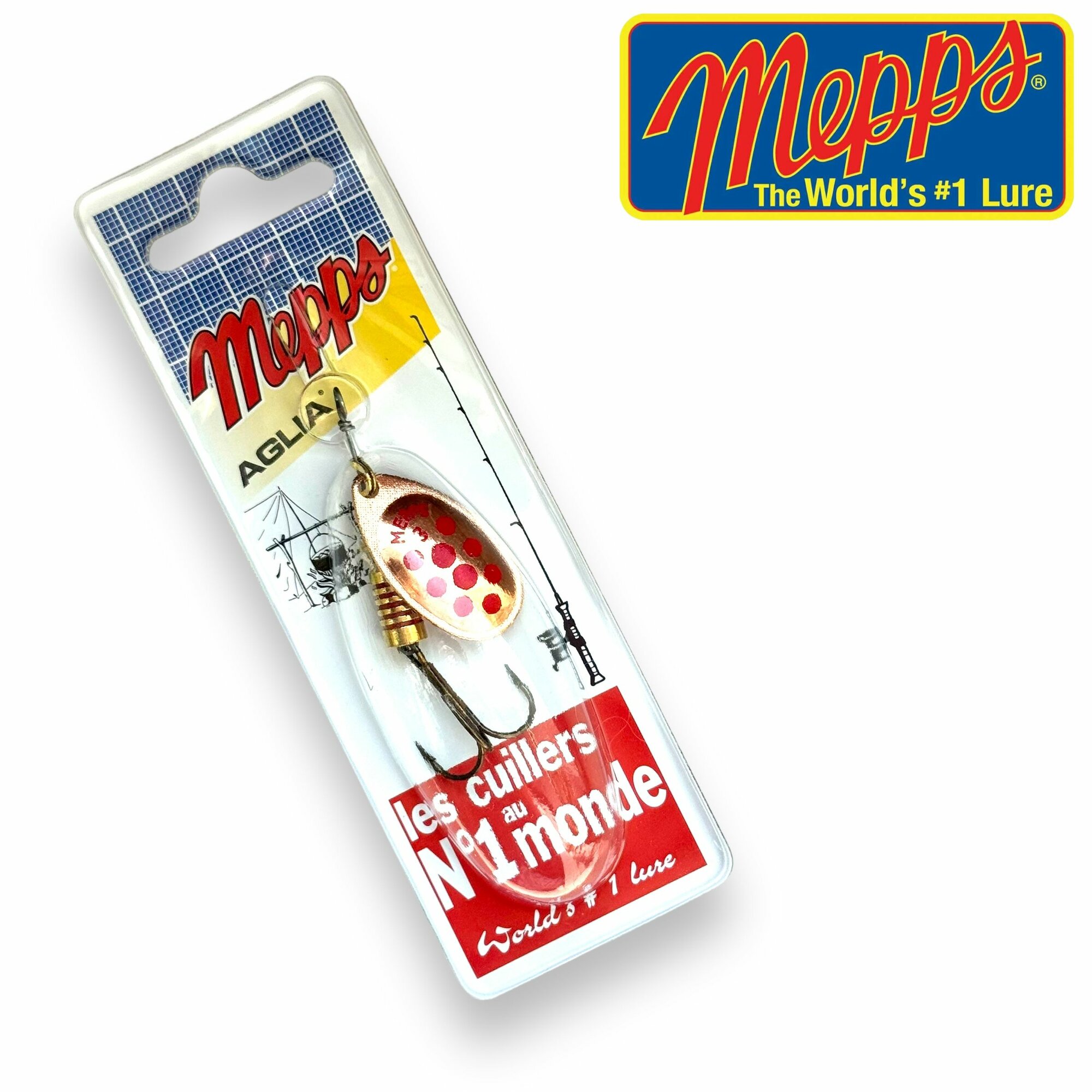 Блесна вращающаяся MEPPS "Aglia PTS Rouges CU" №3, вес 6,5 г, блистер, приманка на щуку, окуня, форель