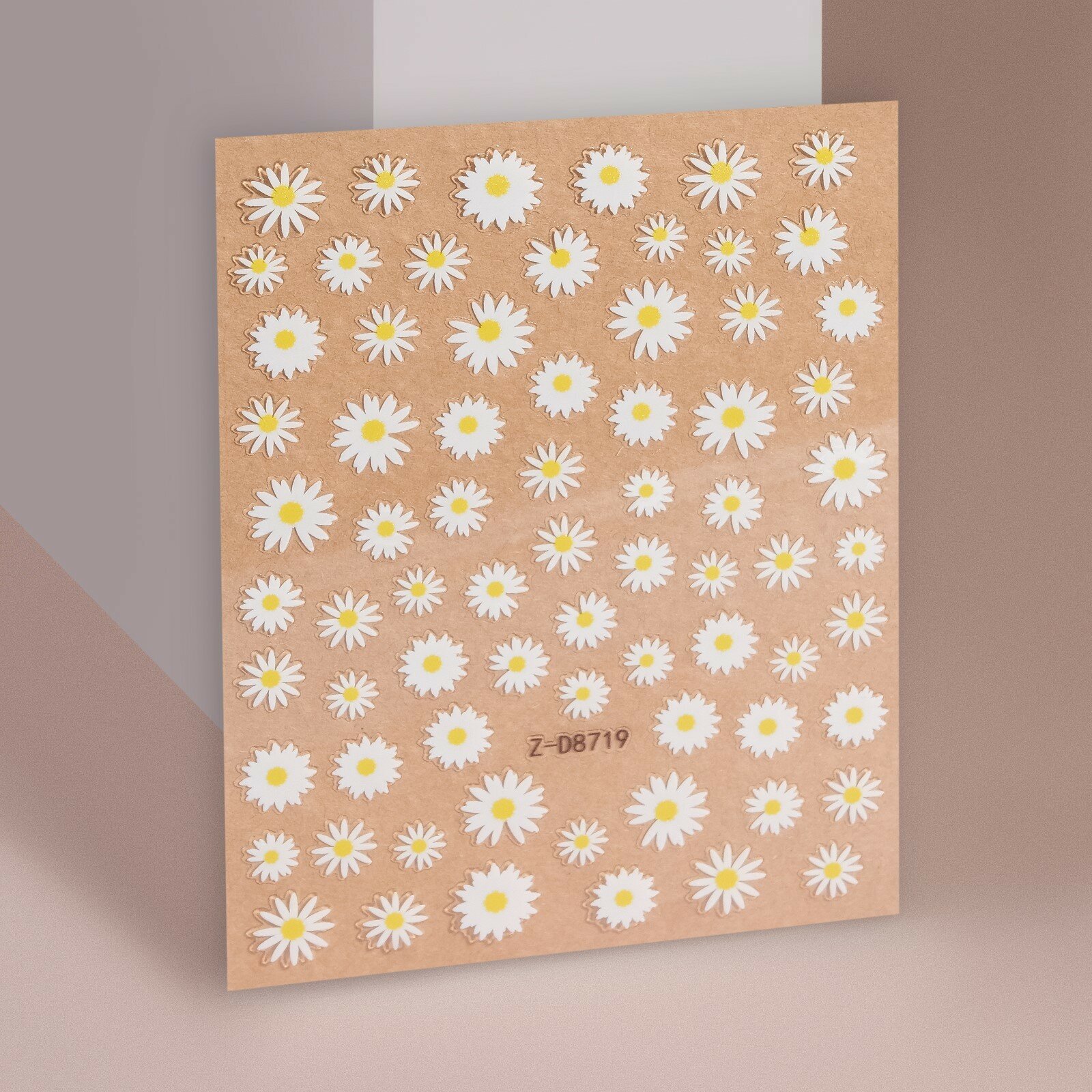 Наклейки для ногтей Queen Fair «Ромашки», объемные, белые, желтые