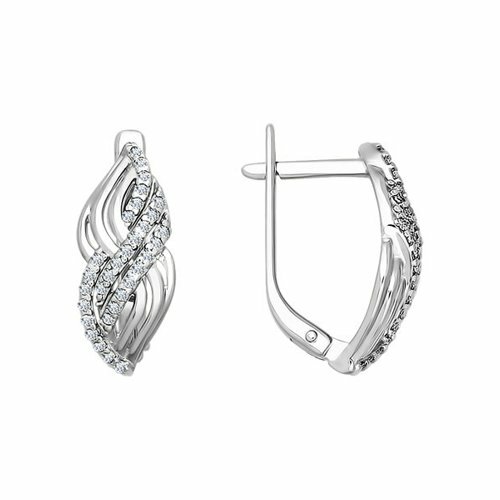 Серьги, серебро, 925 проба, фианит