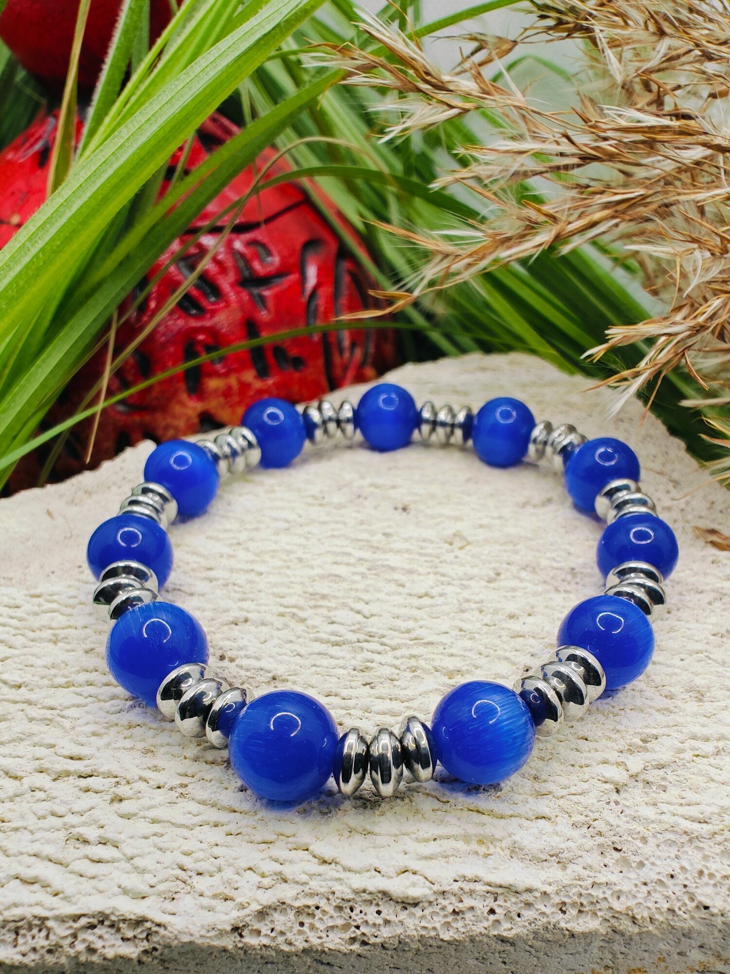 Браслет, кошачий глаз, гематит