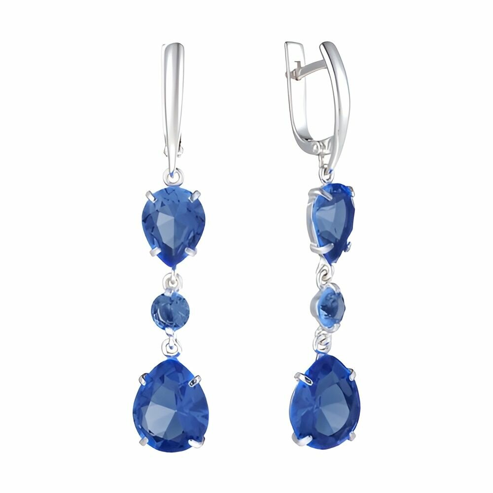 Серьги, серебро, 925 проба, родирование, фианит