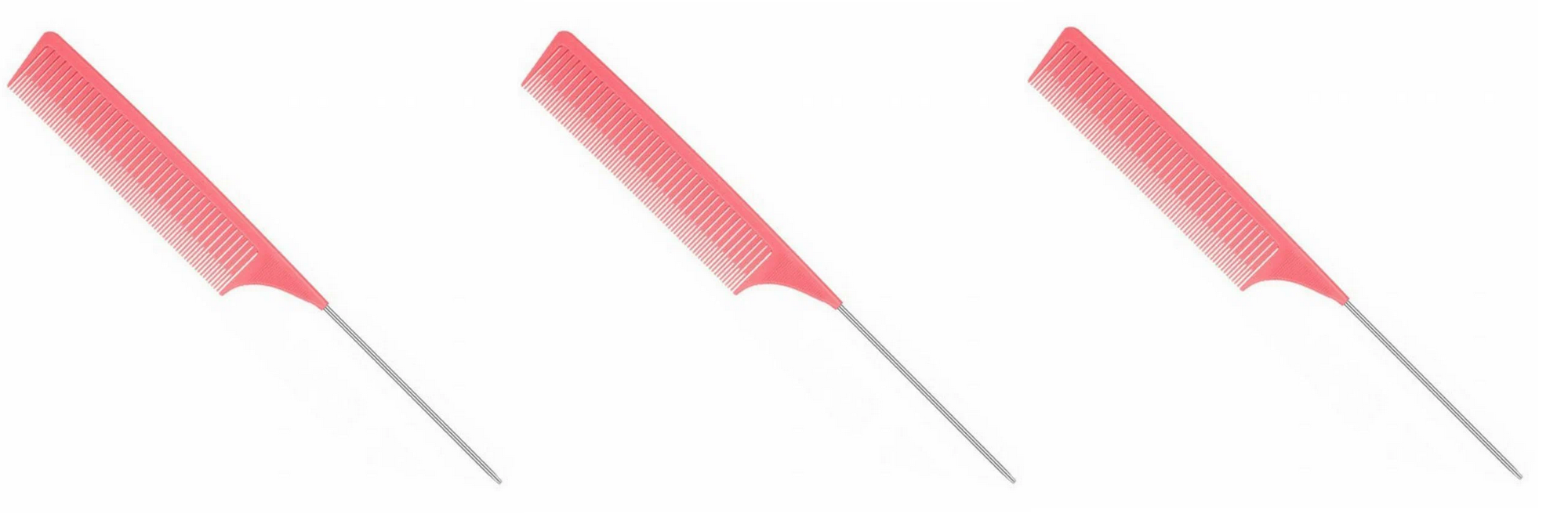 Расчёска Nail Art для мелирования, узкая, металлическая спица, розовый - 3 штуки