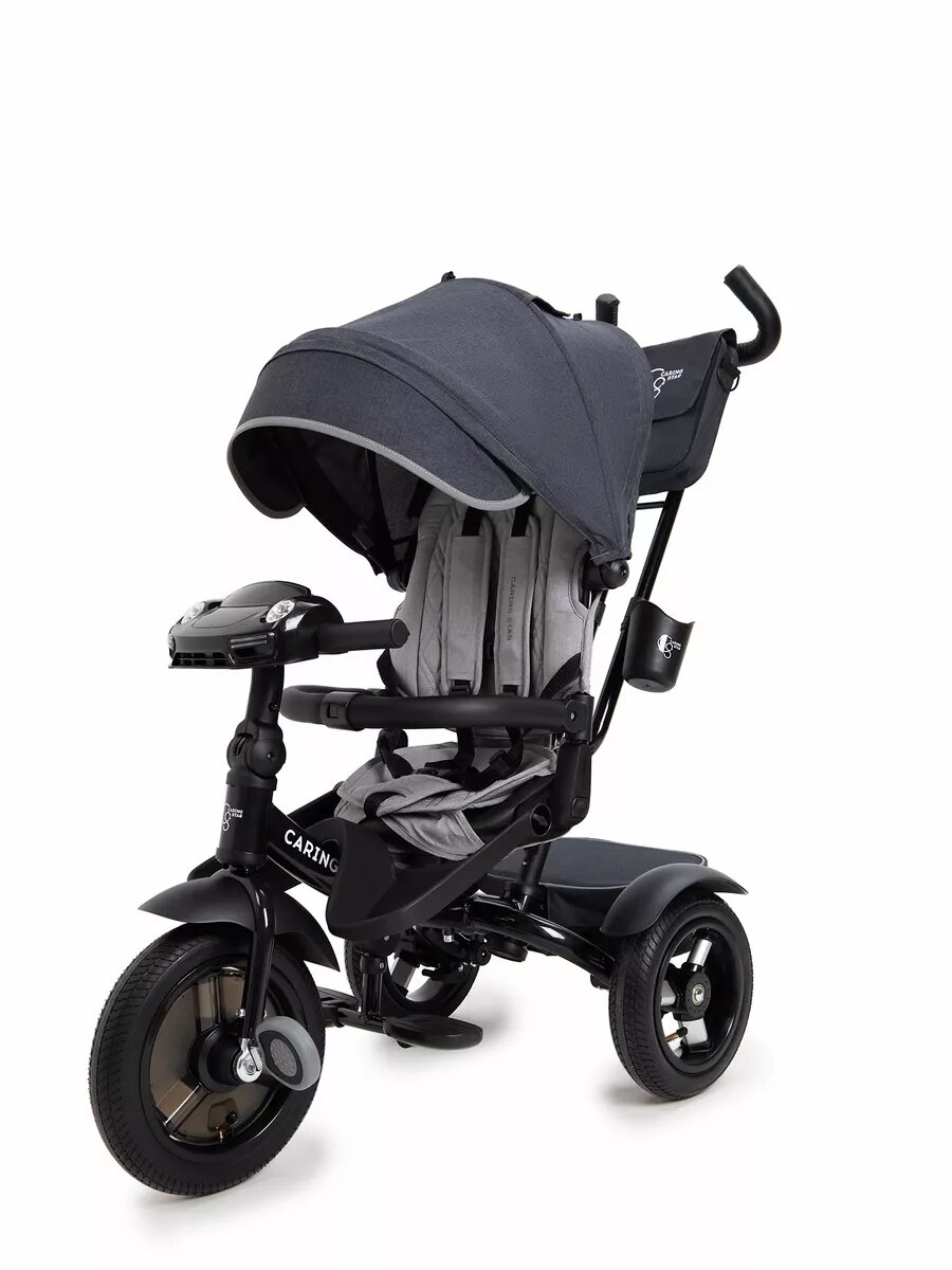 Детский велосипед CARING STAR F1, складной руль, для 3-х лет, серый, графит
