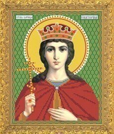 Схема для частичной вышивки бисером с нанесенным рисунком (19*24см.) Бис 706 "Святая Великомученица Екатерина"