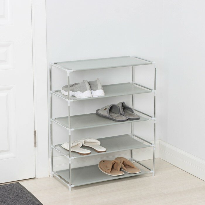 Полка для обуви LaDоm, 5 ярусов, 60×30×72 см, цвет серый, 9556925