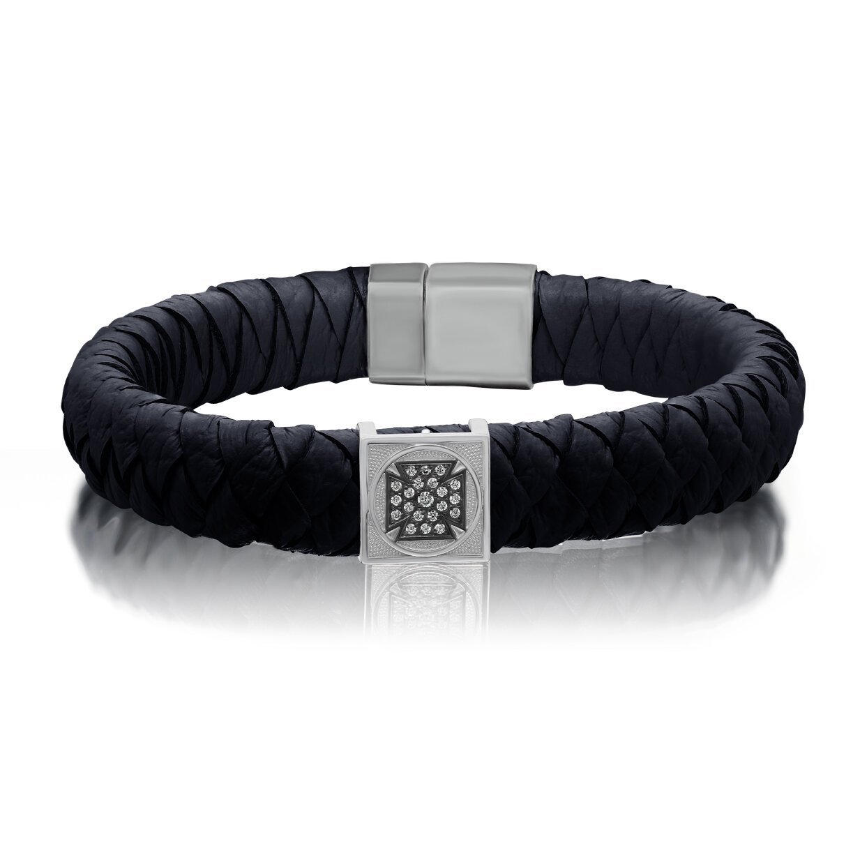 Браслет-цепочка, серебро, 925 проба, родирование, фианит