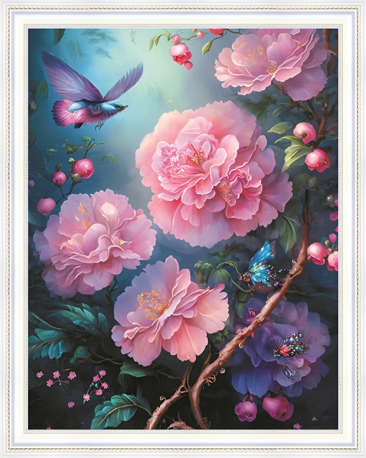 Алмазная мозаика на подрамнике 40*50 "Фантазийные пионы"