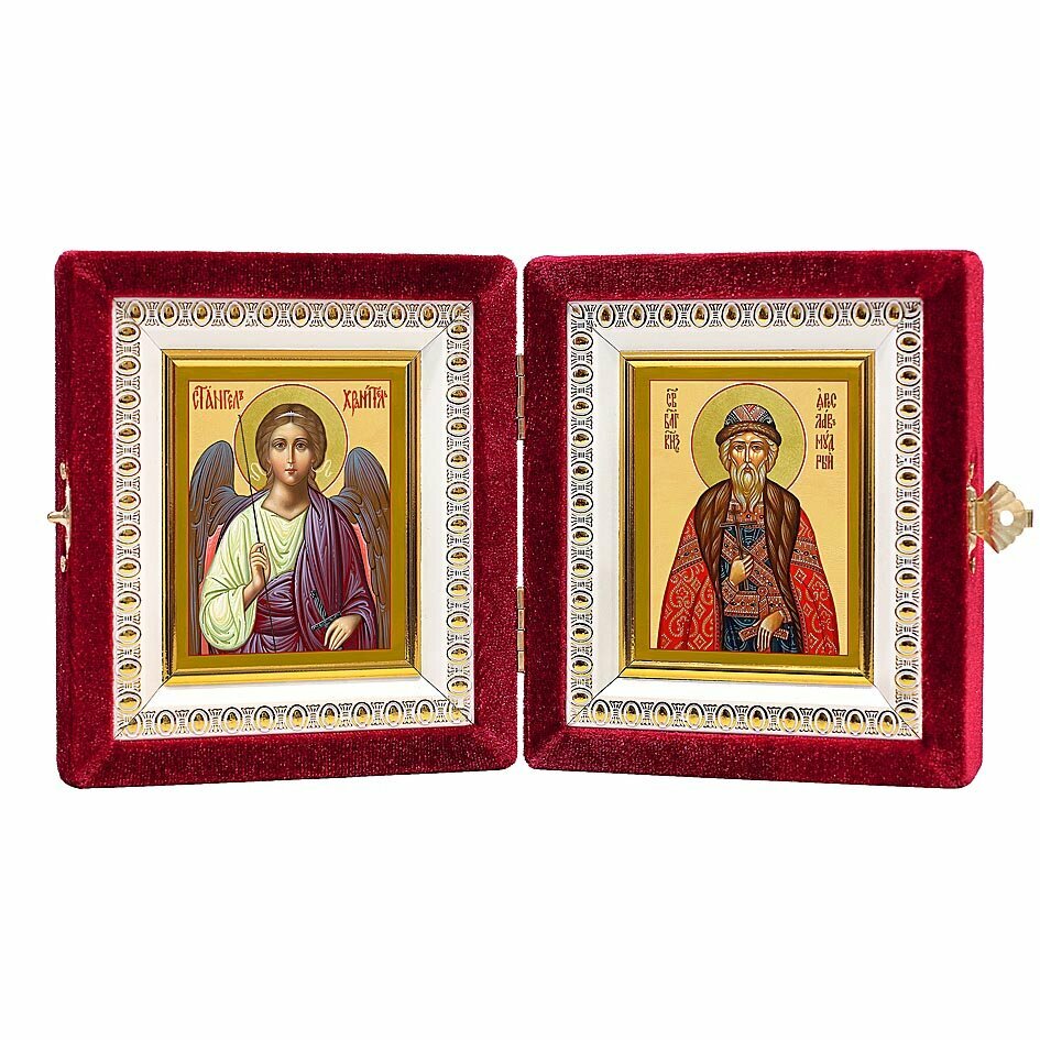 Складень именной "Благоверный князь Ярослав Мудрый - Ангел Хранитель", размер ликов 6*7,5 см