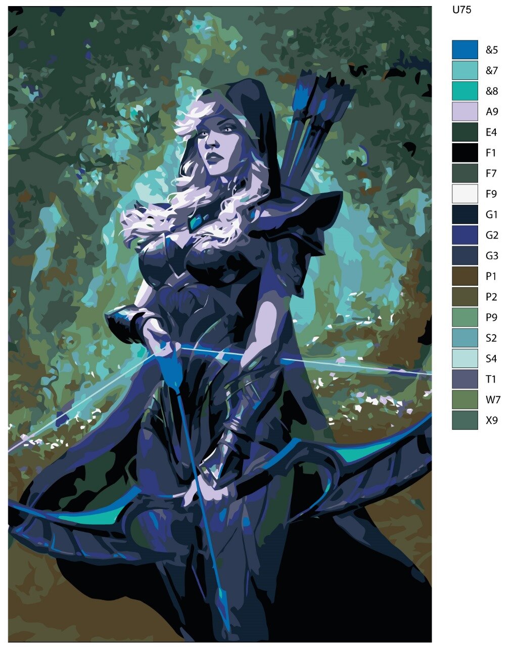 Картина по номерам U-75 "Игра Dota. Тракса Drow Ranger", 40x60 см