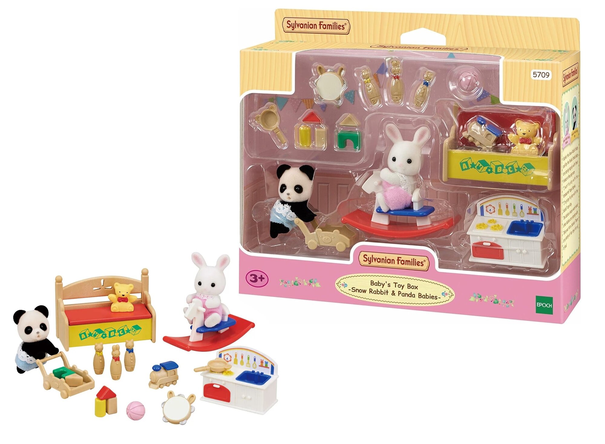 Набор Sylvanian Families 5709 Коробка для детских игрушек малышей Снежного Кролика и Панды