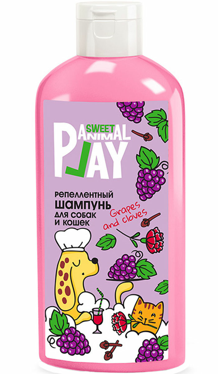 ANIMAL PLAY SWEET Виноград и гвоздика шампунь репеллент соб/кош против блох, клещ 300мл Экопром NEW 1 шт