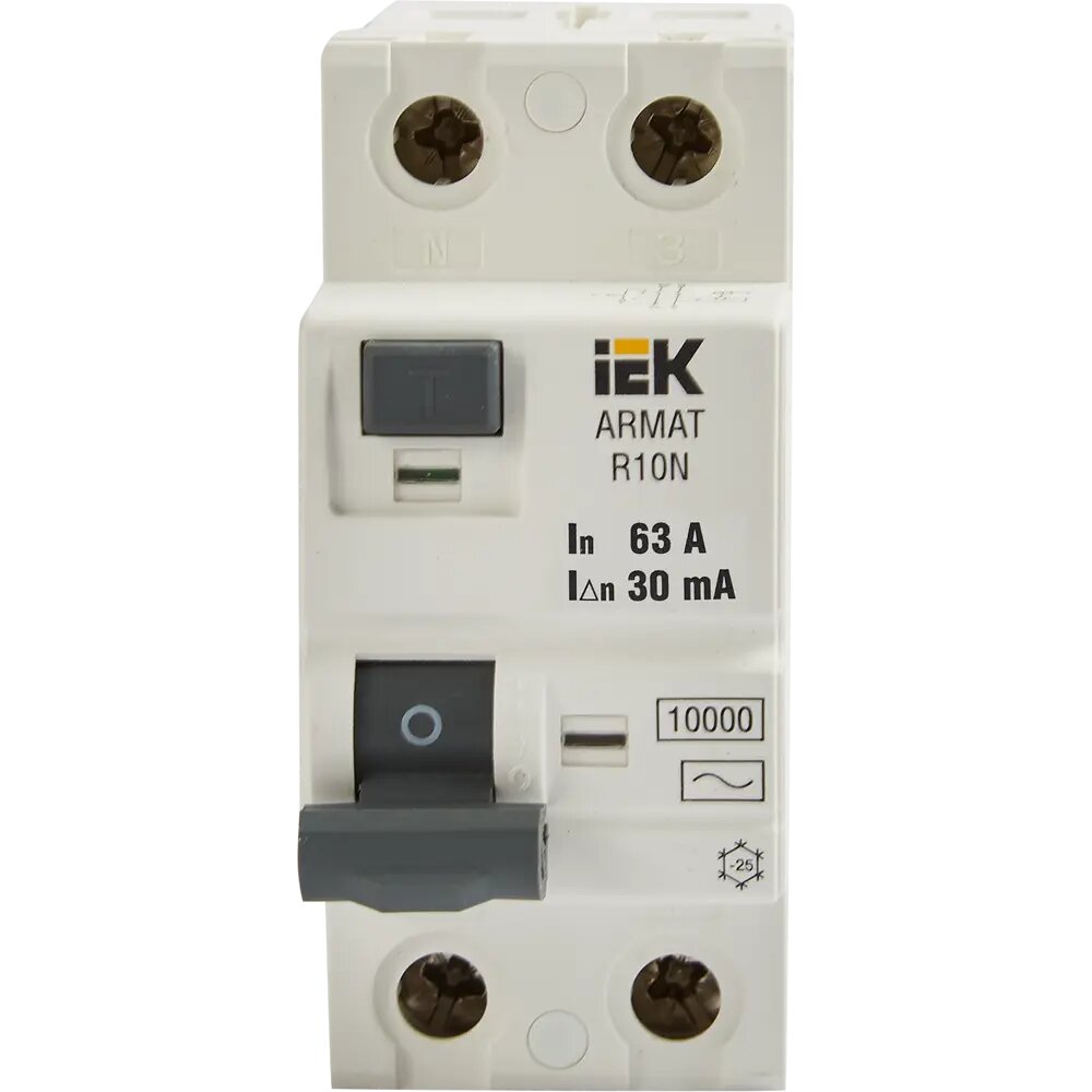 Выключатель дифференциального тока IEK ARMAT ВДТ двухполюсный R10N 63А 30мА тип AC
