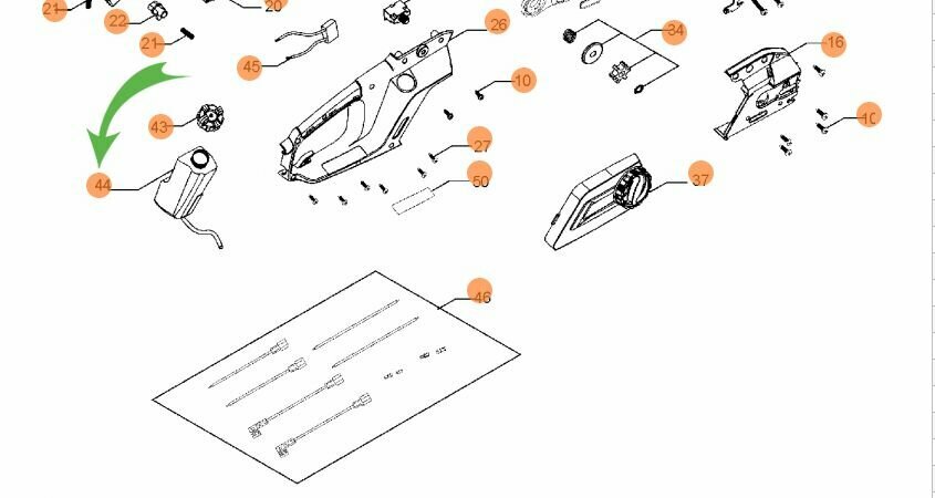 Масляный бак электропилы Partner 516/518/520/616/620, бензопилы Partner Formula 60 5253900-01