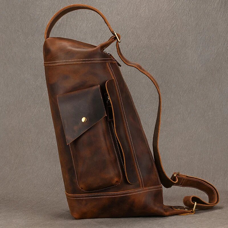 Мужской рюкзак-сумка из кожи Крейзи Хорс, Vintage Brown