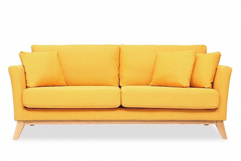 Прямой диван тахта Дублин 2 Лонг нераскладной Желтый Велюр, 180х81х78 см