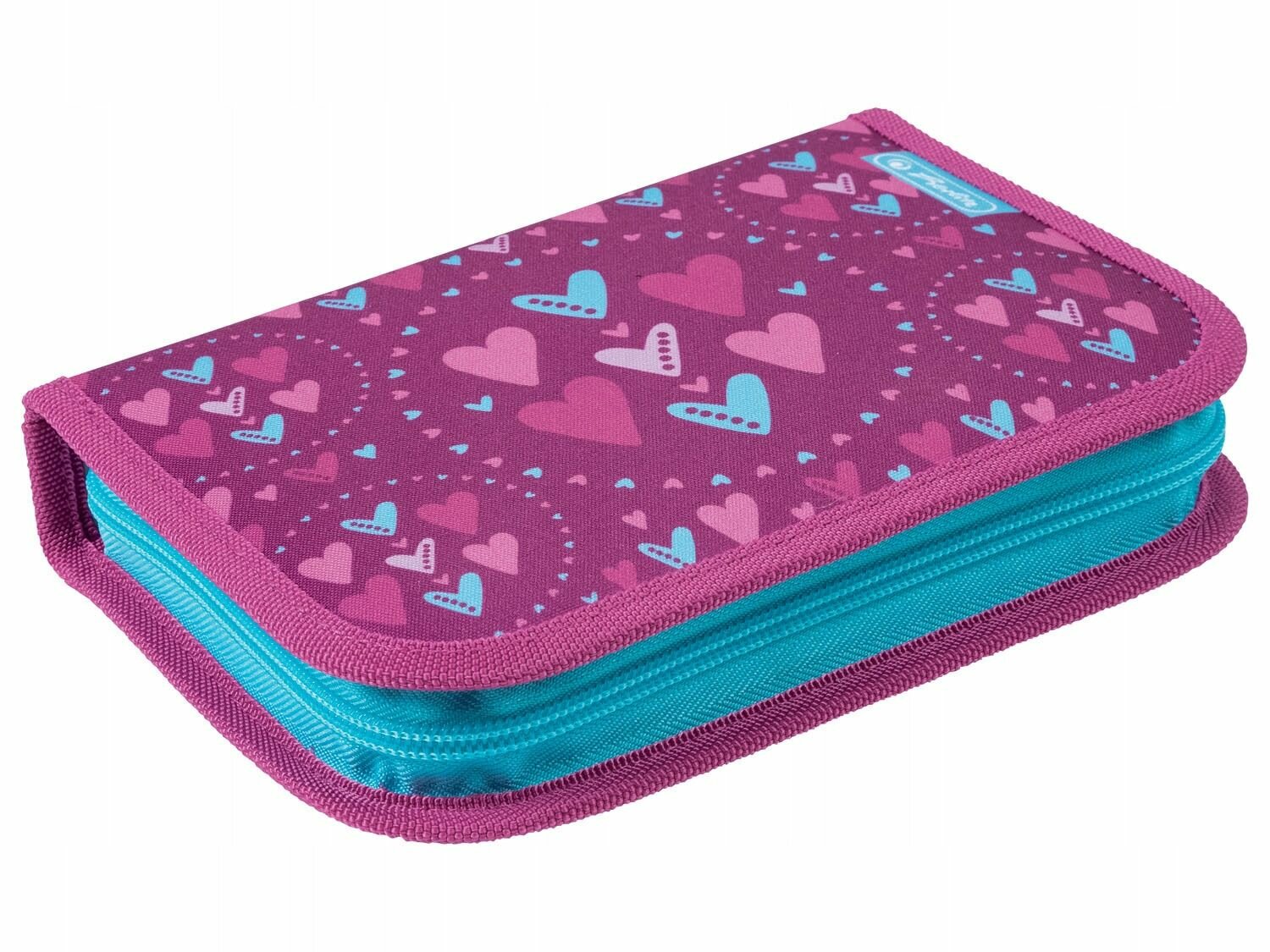 Herlitz Складной пенал Сердечки, с набором школьных принадлежностей (31 предмет) (из Финляндии)