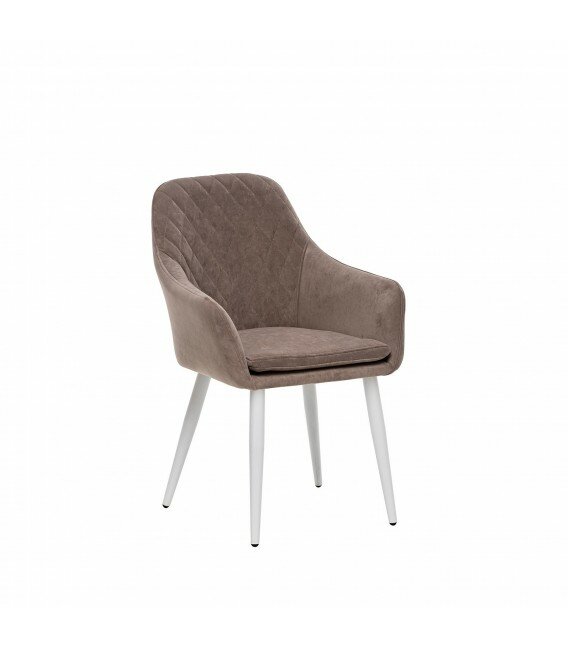 Стул с подлокотниками Leset Слим, каркас Белый, велюр Латте, ткань велюр, латте