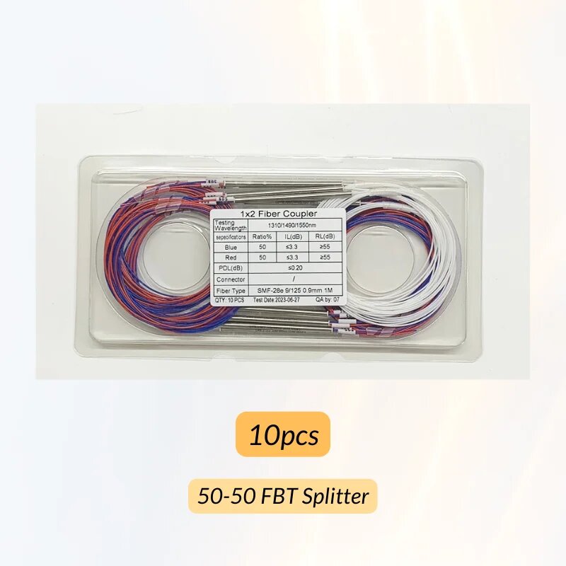 10 шт. Белезателеком FBT оптоволоконный разветвитель 1x2 10pcs 50-50