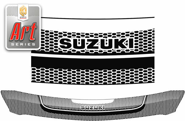 Дефлектор капота Suzuki Swift хетчбек 2010 2016 Серия "Art" белая САпластик