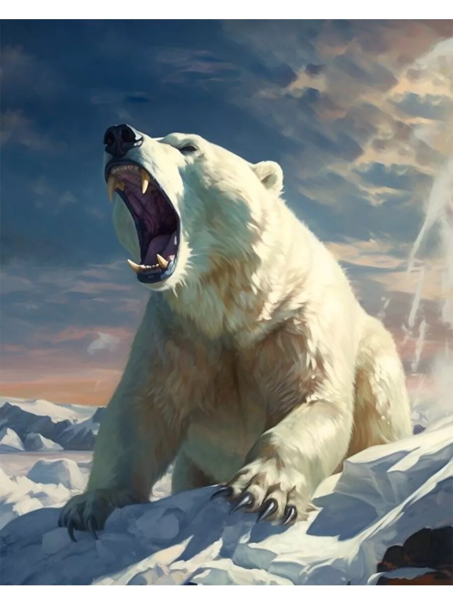 Картина по номерам Белый медведь (х. Яковец Е.) 40х50 см