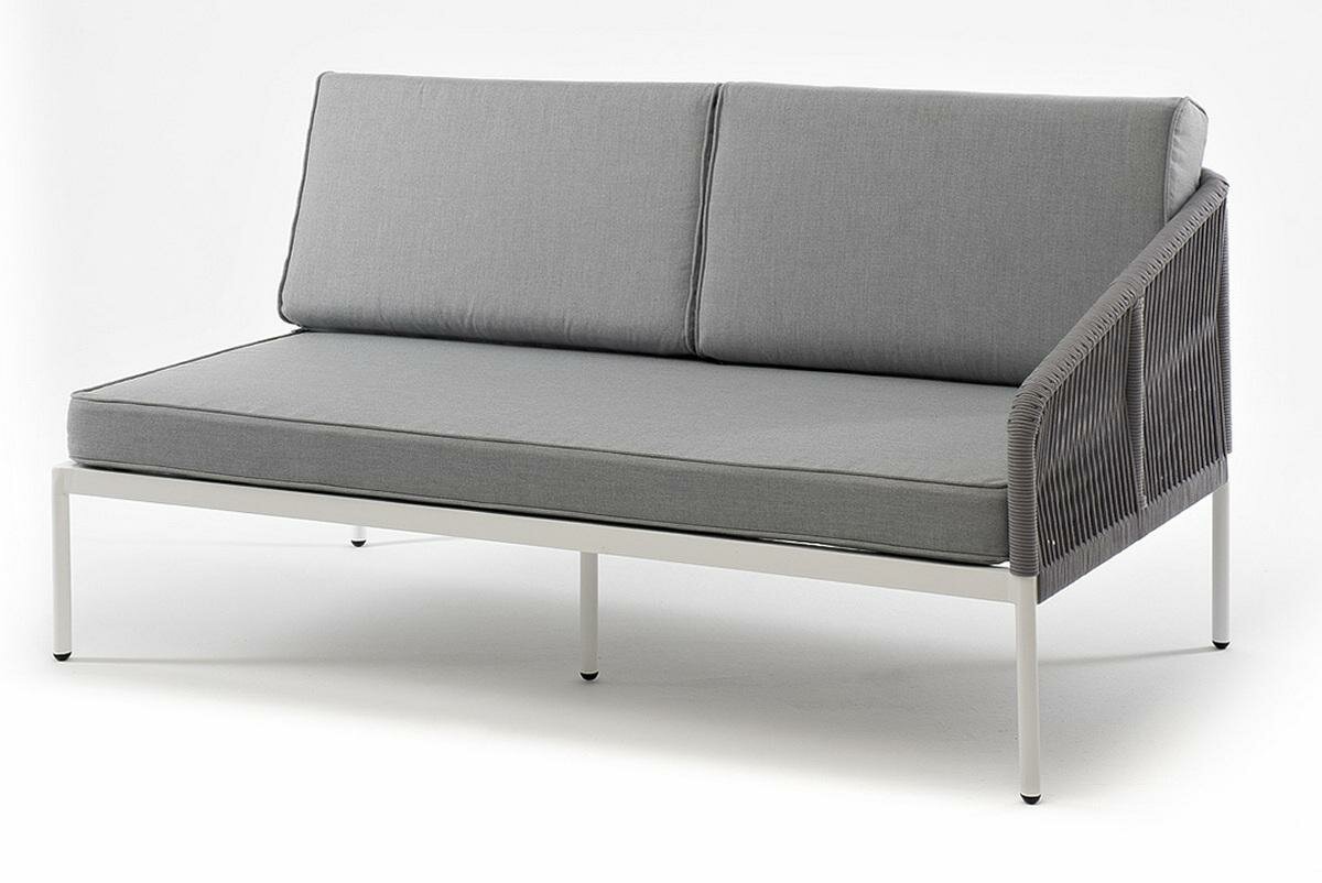 Модуль 4SIS "Канны" левый модуль плетеный из роупа, каркас алюминий темно-серый (RAL7024) шагрень, роуп темно-серый круглый, ткань темно-серая арт. KAN-MLS2-001 RAL7035 SH grey(gray017)