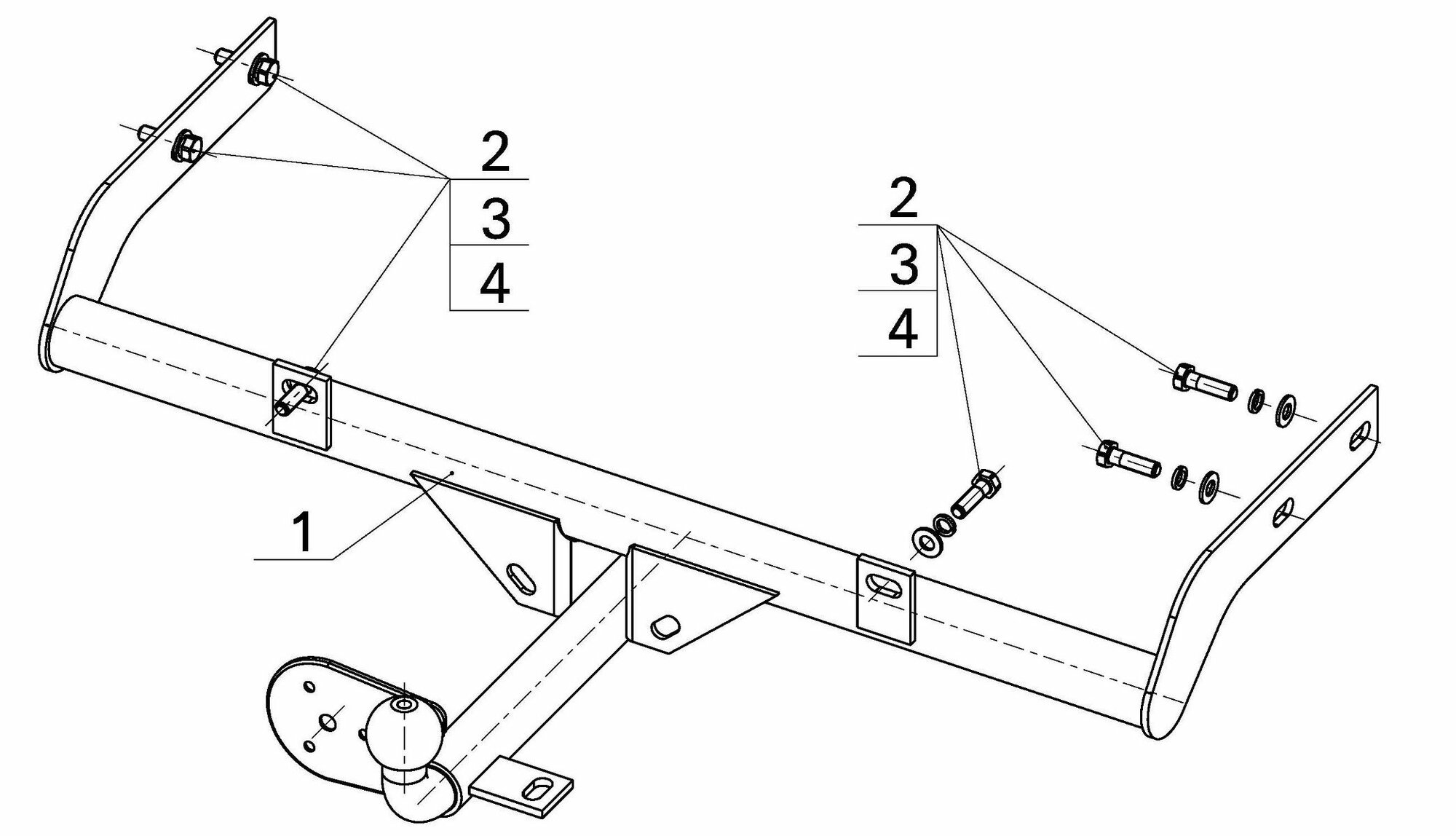 Фаркоп Avtos на DATSUN ON-DO (2014-)(паспорт и сертификат в комплекте)(без электрики)DO 04 (90x20x16)