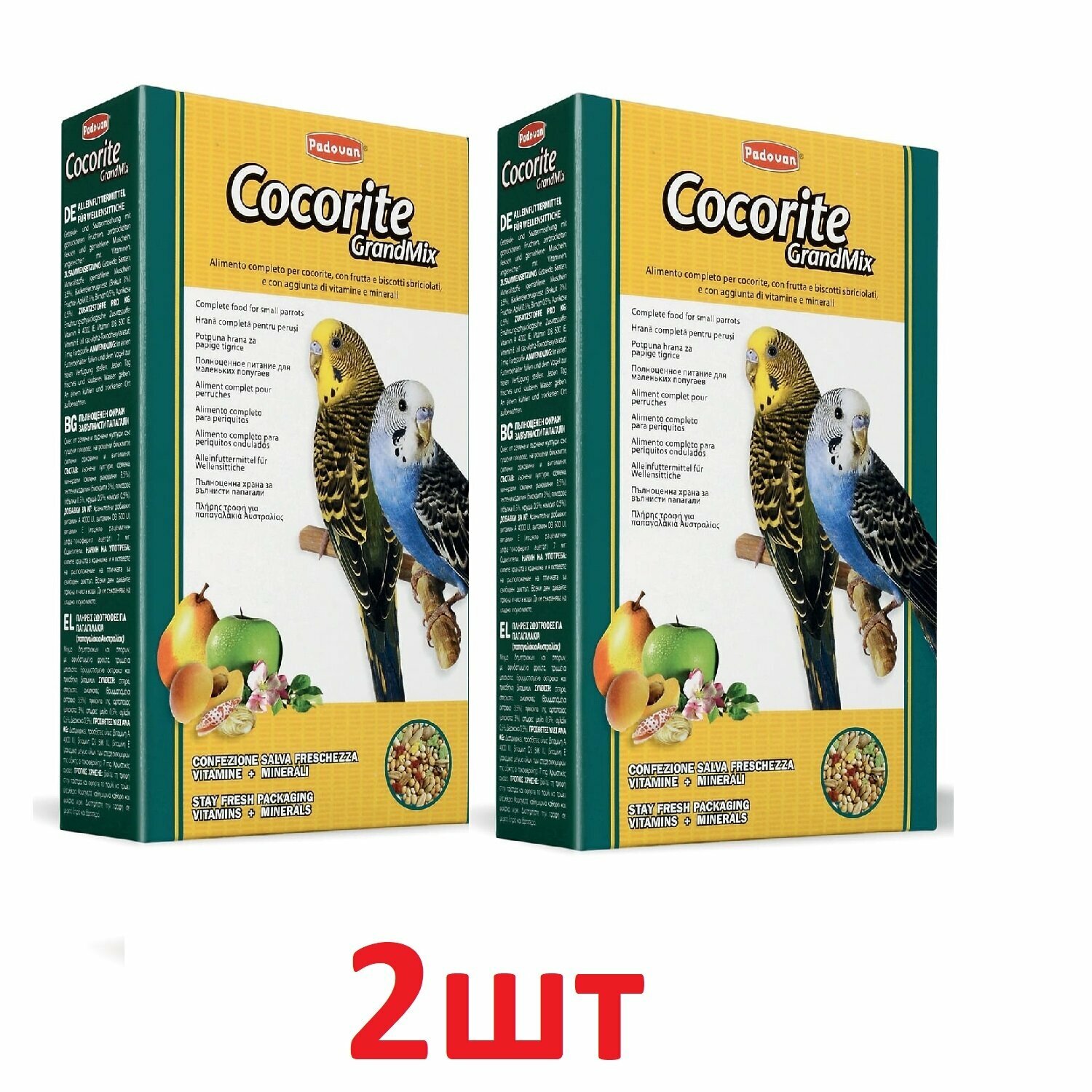 Падован Grandmix Cocorite для волнистых попугаев 2шт по 1 кг