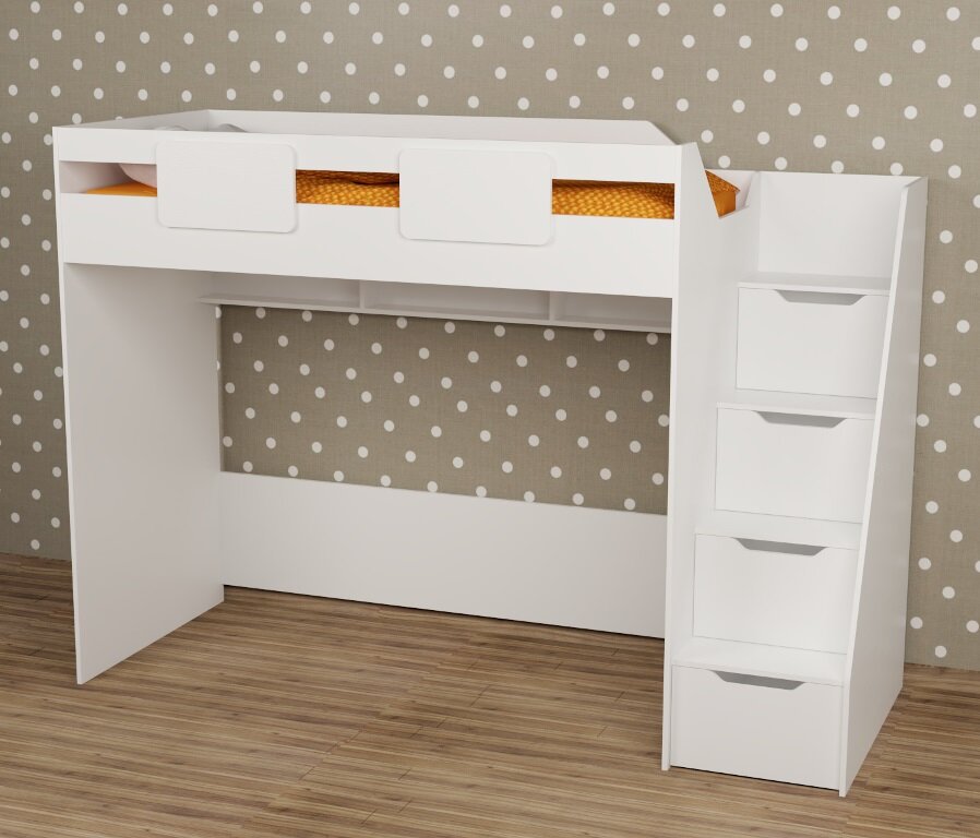 Кровать-чердак Мозаика-2 (цвет белый) 190х90