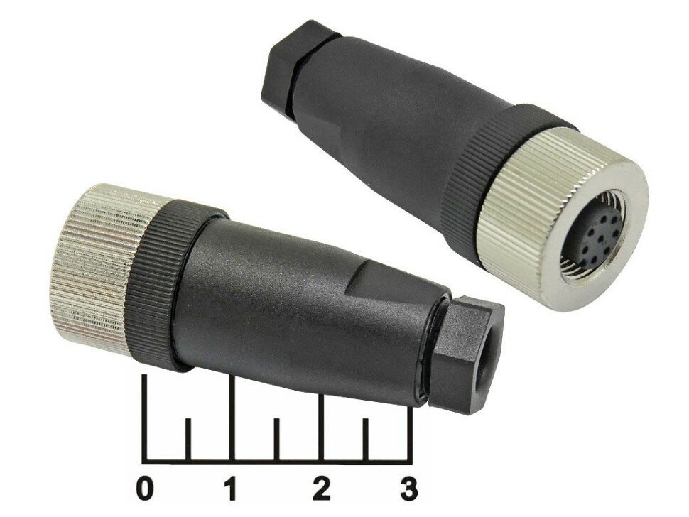 Разъем 8pin гнездо влагозащищенный на кабель IP67 M12 PG7