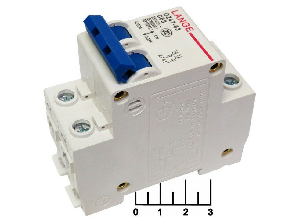 Автоматический выключатель C 63A 2-полюсный ВА47-63 Lange