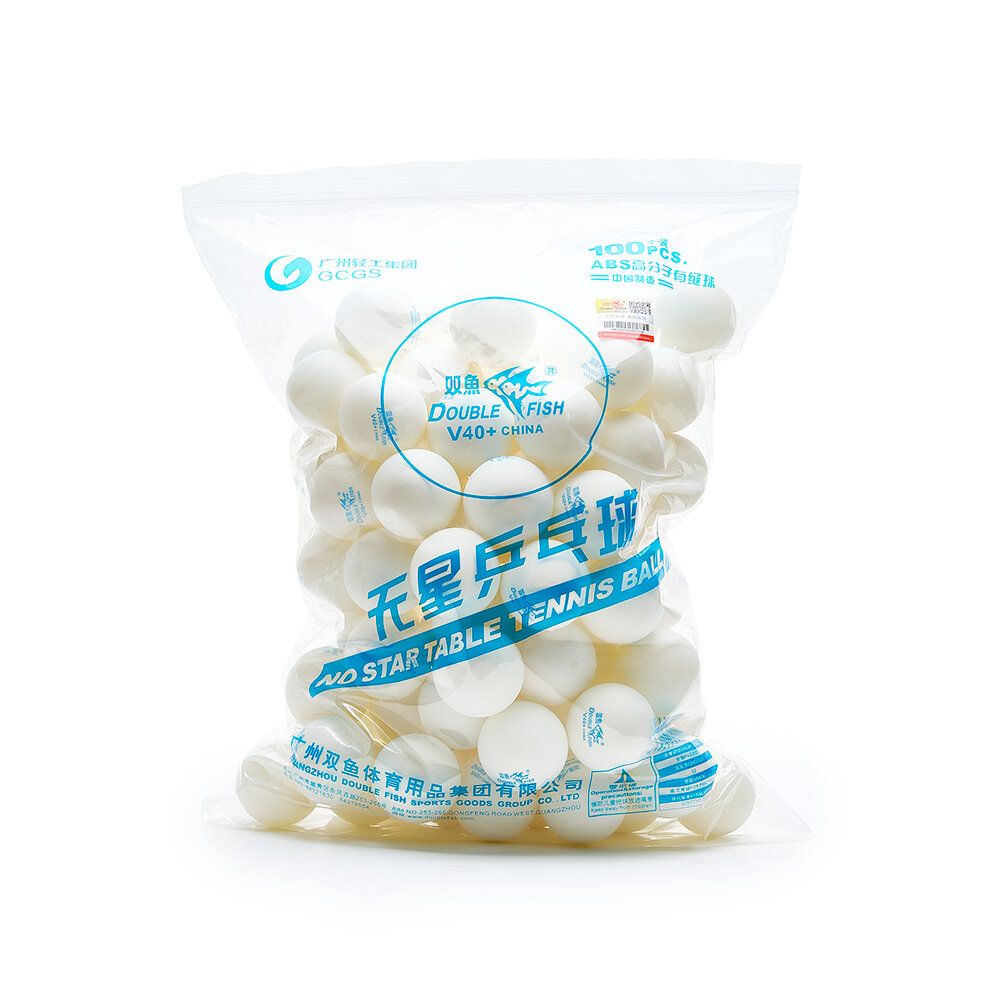 Мячи для настольного тенниса DOUBLE FISH No-Star Ball, V40+PU, 100 шт, белые