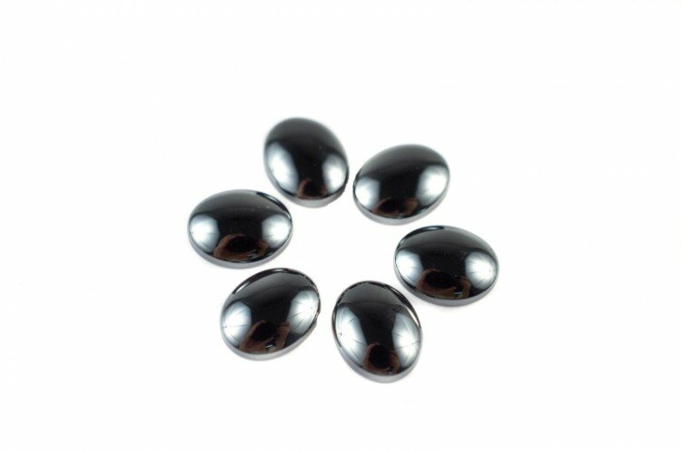 Кабошон овальный 10х8мм Гематит синтетический, цвет гематитовый, 2008-002, 1шт