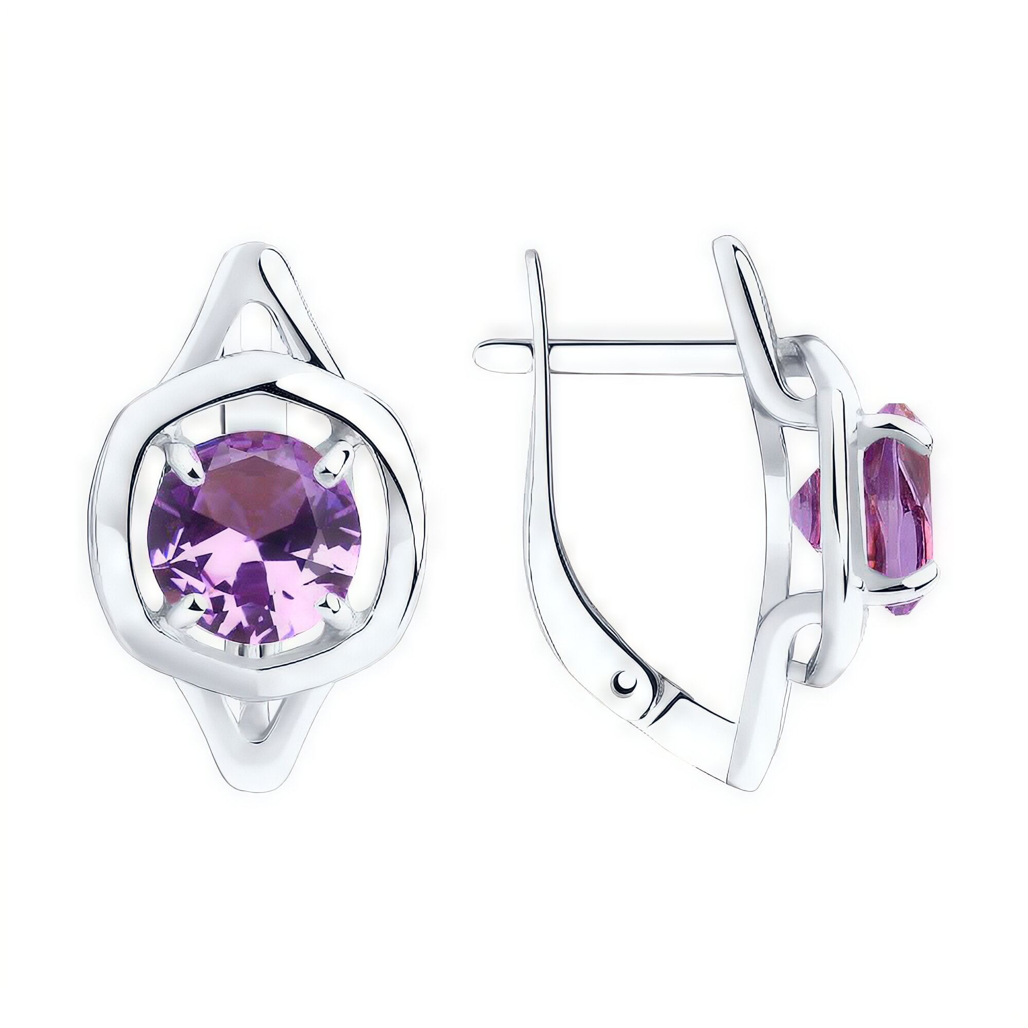 Серьги, серебро, 925 проба, родирование, аметист