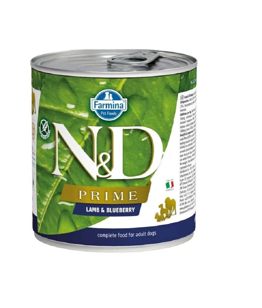 Farmina Консервы ND Dog PRIME Lamb & Blueberry Ягнёнок с черникой для собак 285г (3 шт)