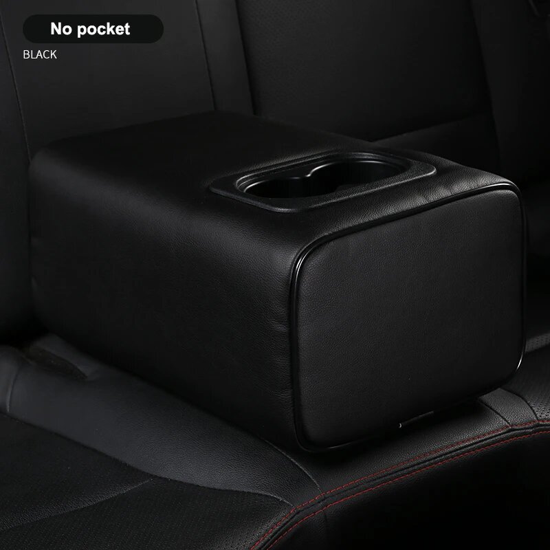 Универсальный автомобильный подлокотник на заднее сиденье, 2-рядный консольный ящик Black-No pocket