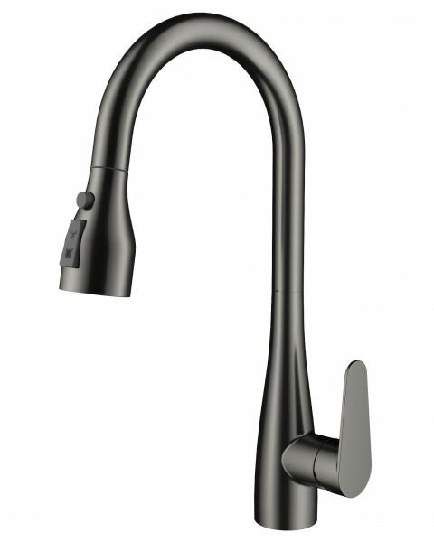 Смеситель для кухни с выдвижным изливом Wonzon&Woghand, Темный графит