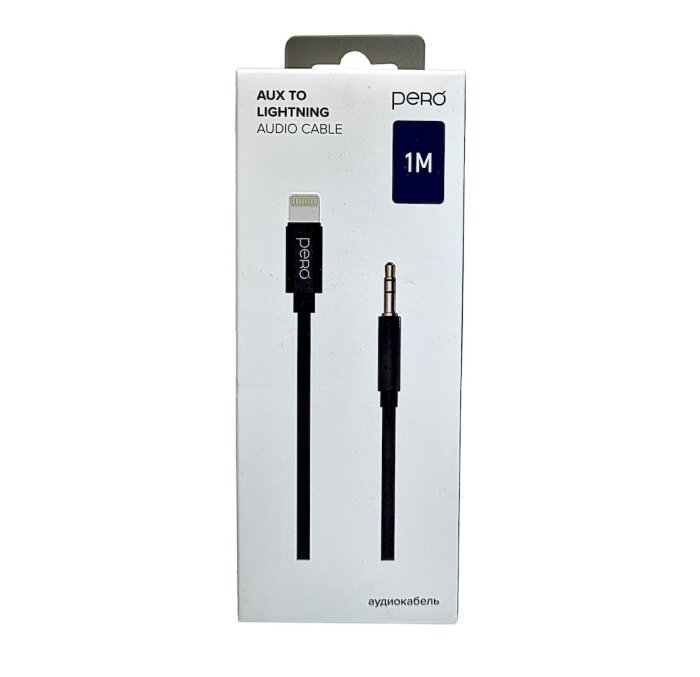 Аудиокабель PERO MC02 Lightning-AUX jack 3.5mm 1м black